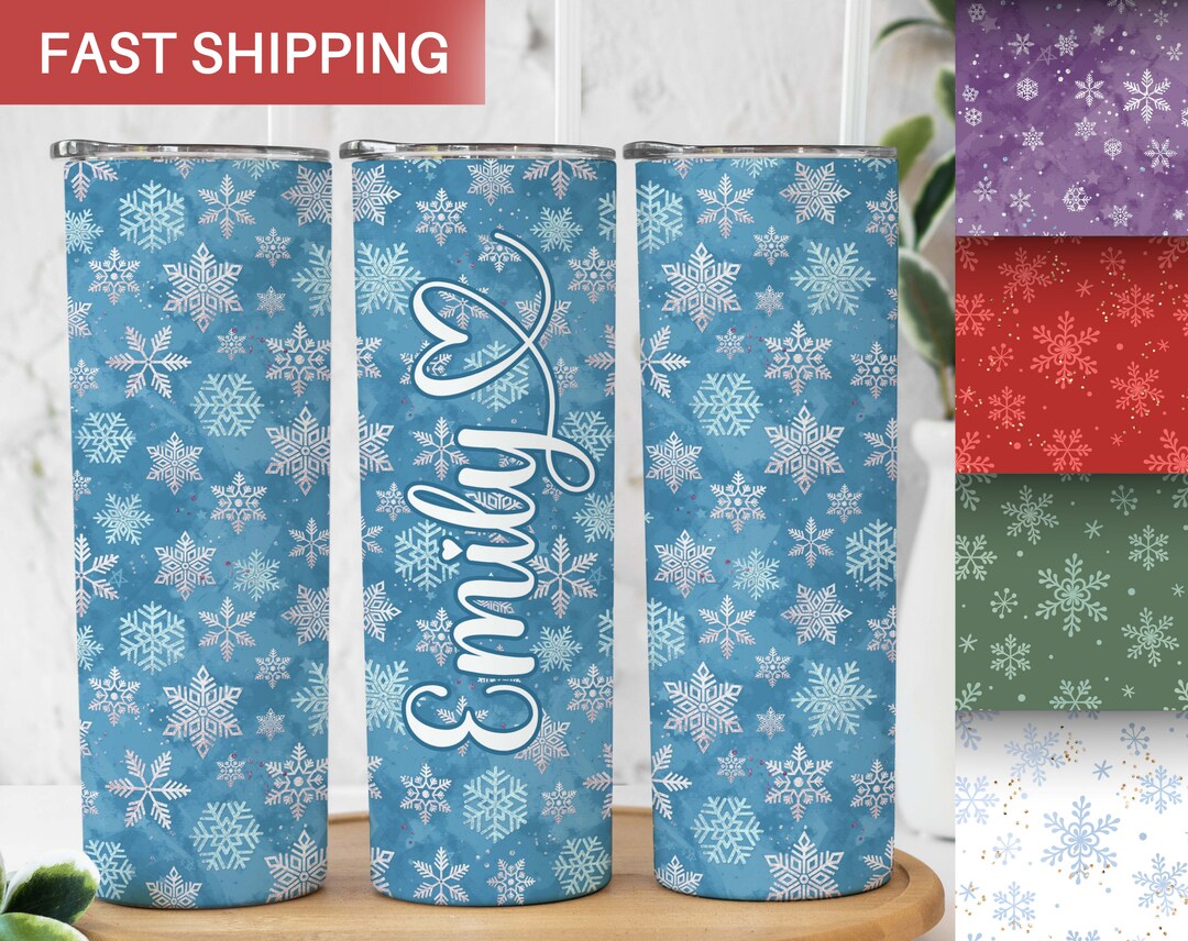 Snowflakes Tumbler, Personalized Christmas Tumbler With Straw ...