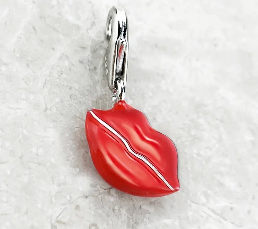 Red Kissing Lips Pendant Charm 925 Sterling Silver Fits - Etsy