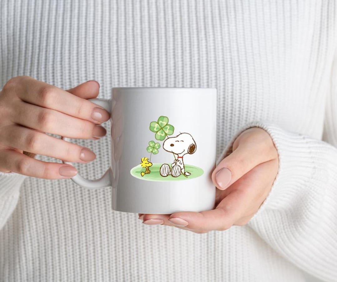 Snoopy Lucky Clover Mug - St. Patrick’s Day Peanuts Coffee Cup, Cute ...