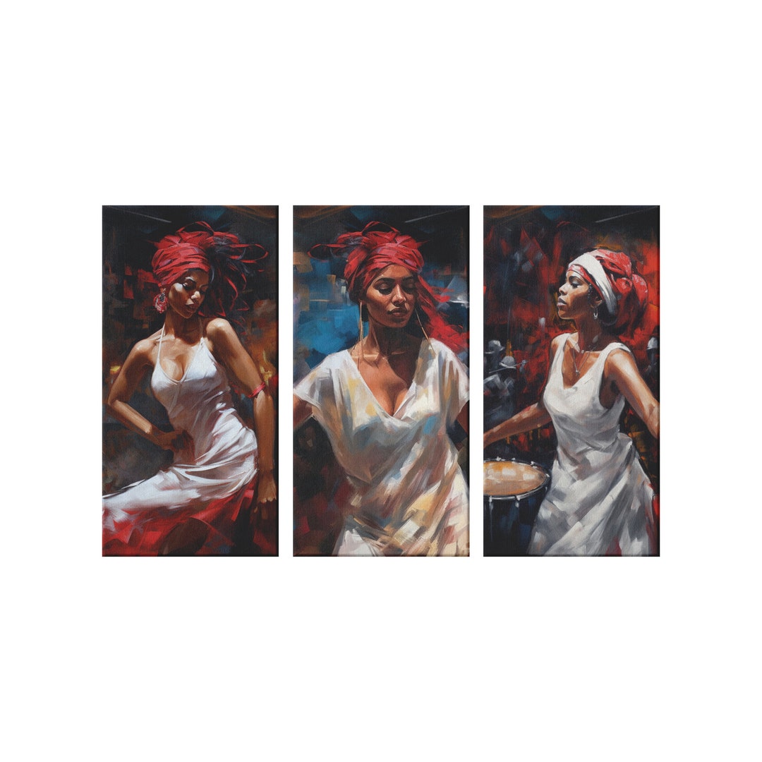 Tri Canvas Bomba, Bomba Candela, Bomba Loiza, Mulata Paracumbe - Etsy