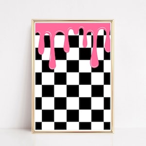 Checkerboard Hot Pink | Digital Download, Melting Checker Art, Trendy ...