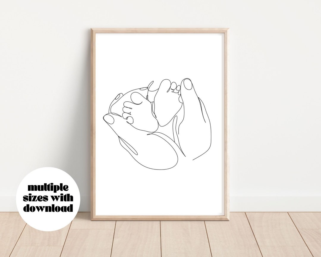 Line Art | Nursery Decor, Nursery Line Art, Digital Download, Baby Line ...