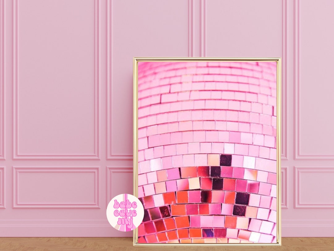 Pink Disco Ball | Disco Poster, Shiny Print, Digital Print, Groovy ...