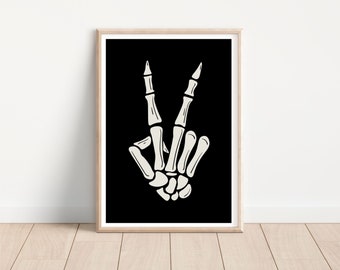 Halloween Skeleton Peace Sign PNG, Digital Print Download - Etsy