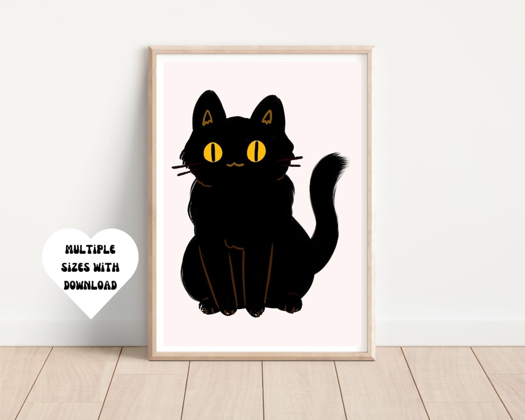 Black Cat - Halloween Art - Digital Download - Halloween Prints ...