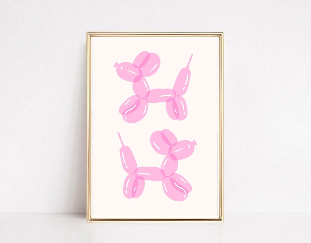 Balloon Puppy | Pink Wall Art, Balloon Wall Art, Balloon Poster ...