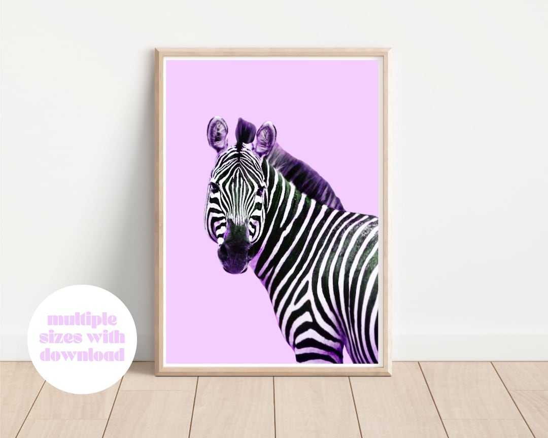 Zebra Print | Purple Zebra, Colorful Wall Art, Animal Print, Digital ...