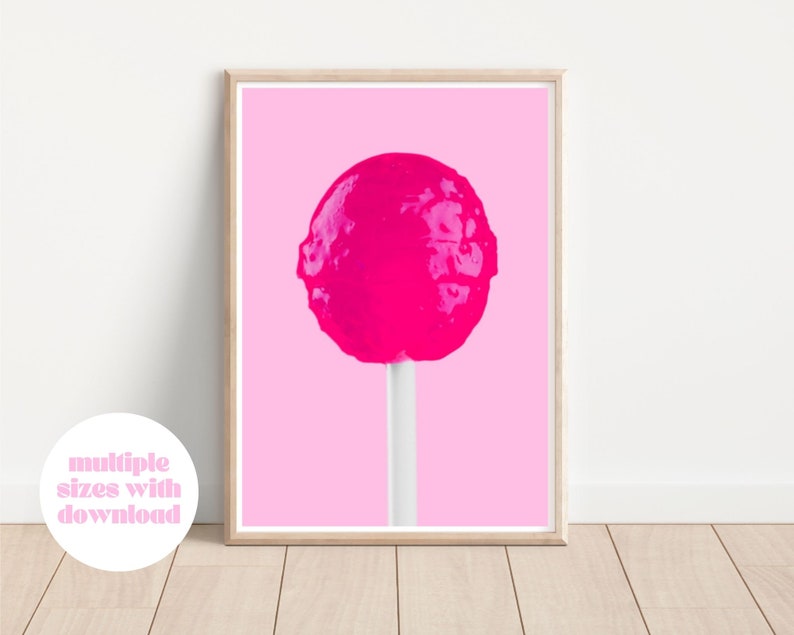 Pink Lollipop, Lollipop Print, Maximalist Decor, Trendy Wall Art, Funky ...