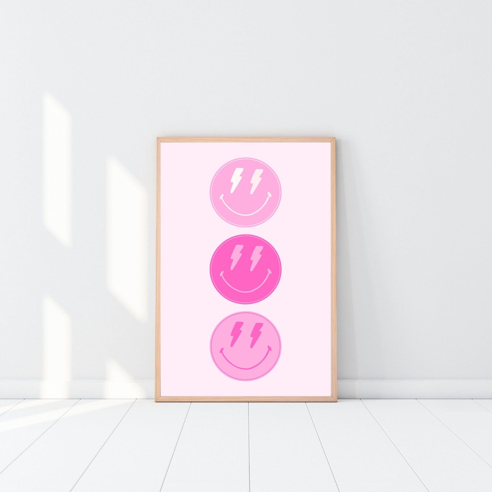 Pink Smiley | Smiley Face Art, Smiley Print, Trendy Wall Art, Digital ...