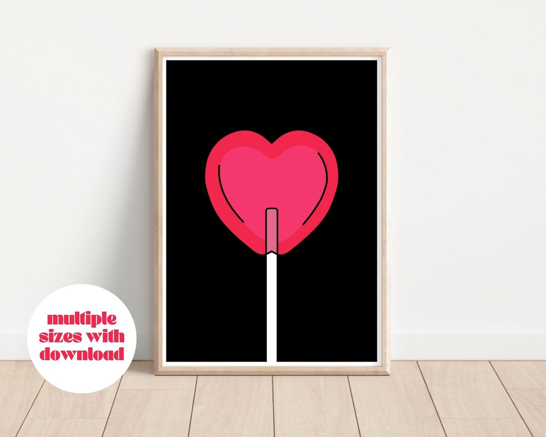 Heart Lollipop Print | Lollipop Print, Digital Download, Heart Lollipop ...
