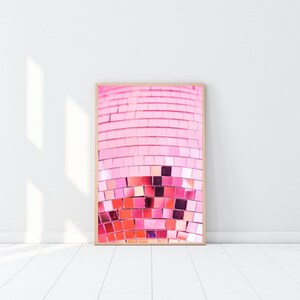 Pink Disco Ball | Disco Poster, Shiny Print, Digital Print, Groovy ...