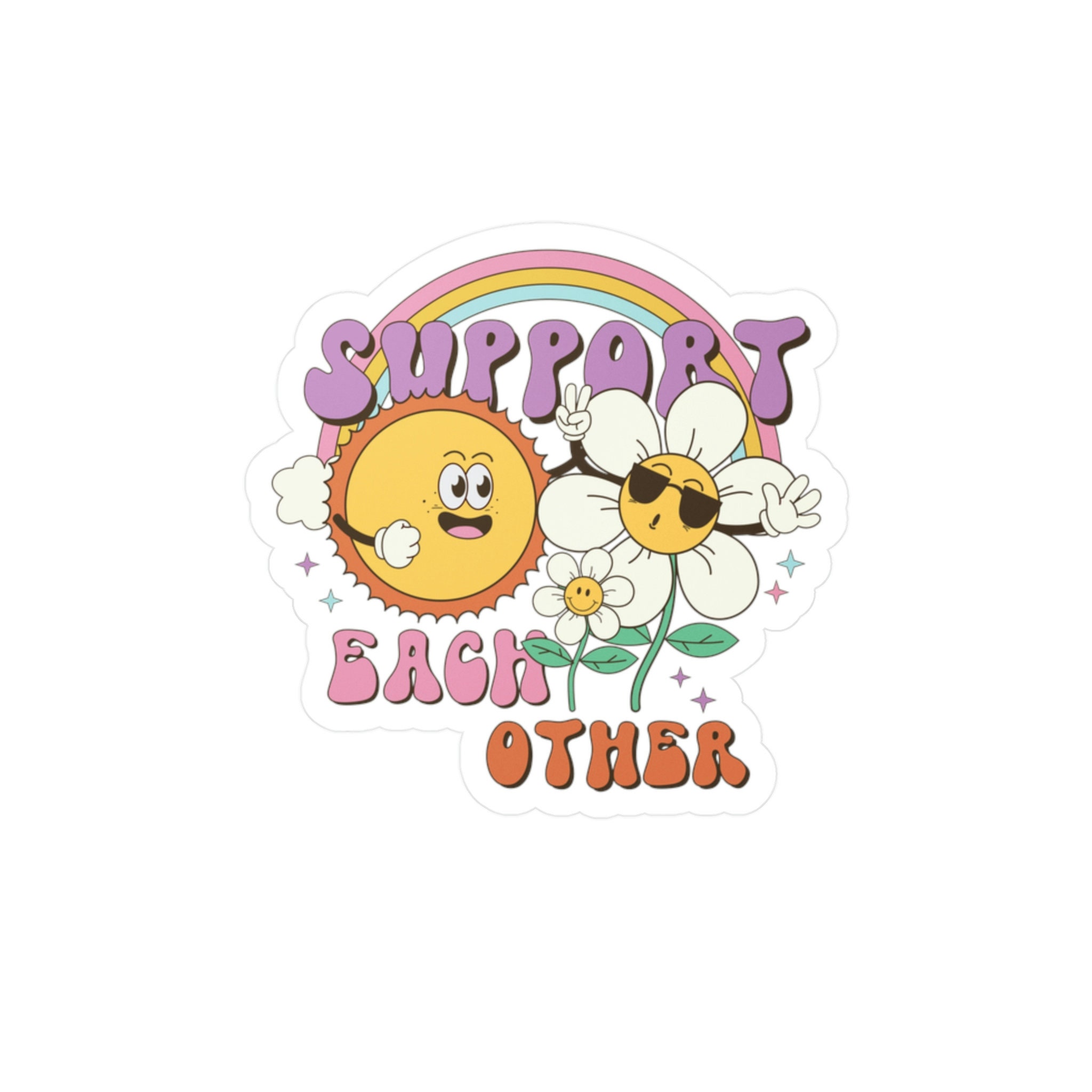 Support Each Other Kiss-cut Vinyl Decal, Retro Sticker, Trendy Stickers ...