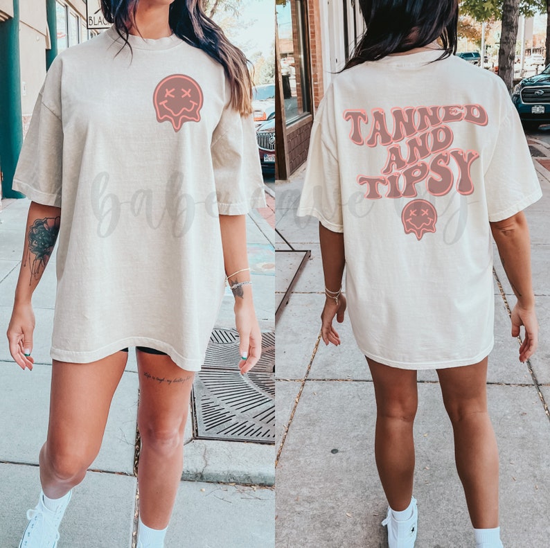 Tanned and Tipsy SVG, PNG, Trendy Png, Wavy Font, Press Image, Cricut ...