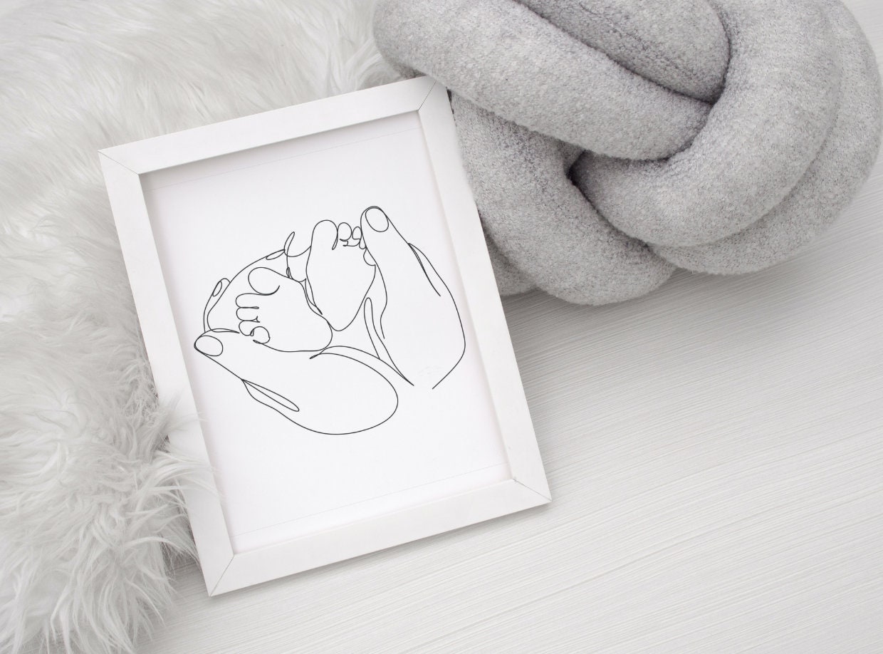 Line Art | Nursery Decor, Nursery Line Art, Digital Download, Baby Line ...