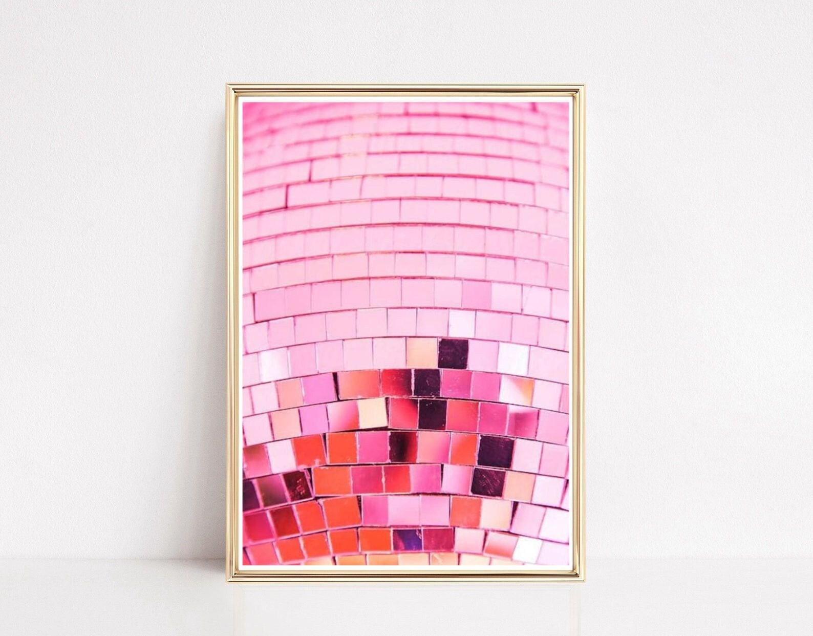 Pink Disco Ball Disco Poster Shiny Print Digital Print - Etsy