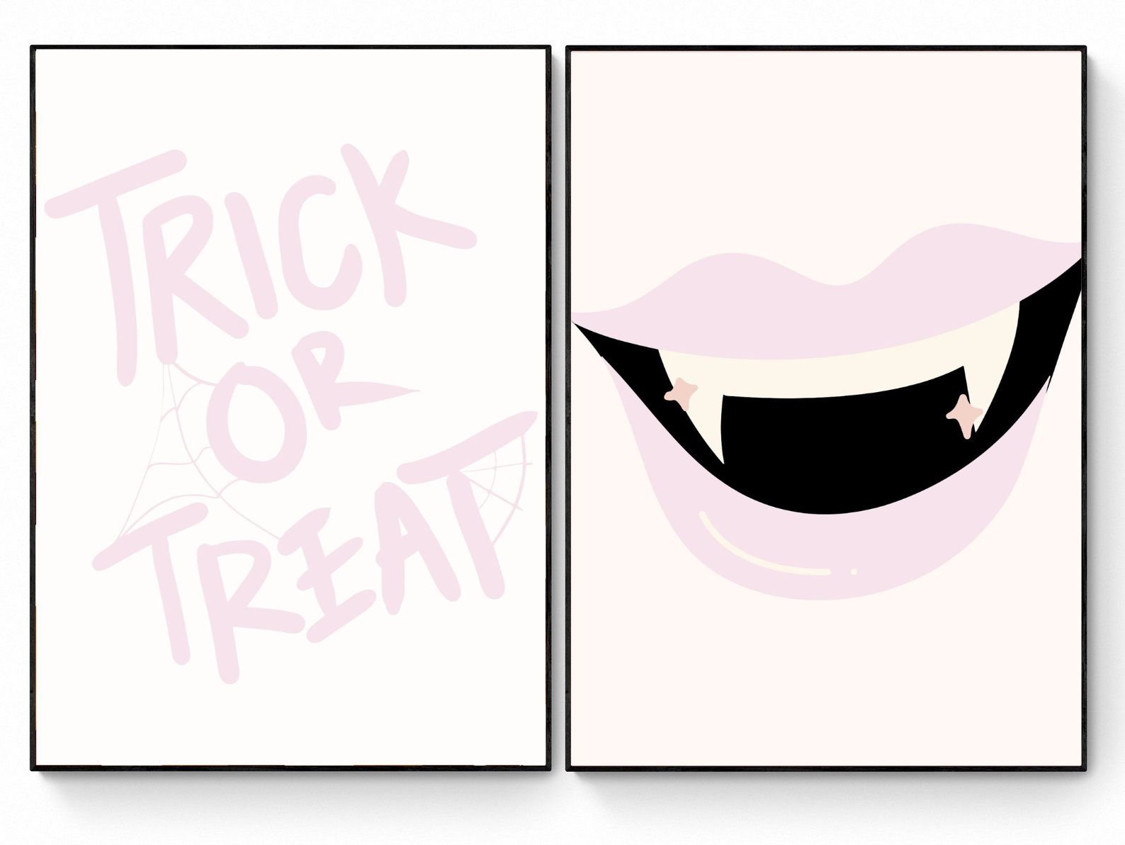 Set of 6 Pink Halloween Posters, Cute Halloween Prints, Halloween ...