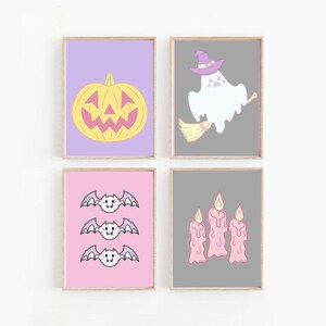 Set of 6 Pastel Halloween Posters, Cute Halloween Prints, Halloween ...