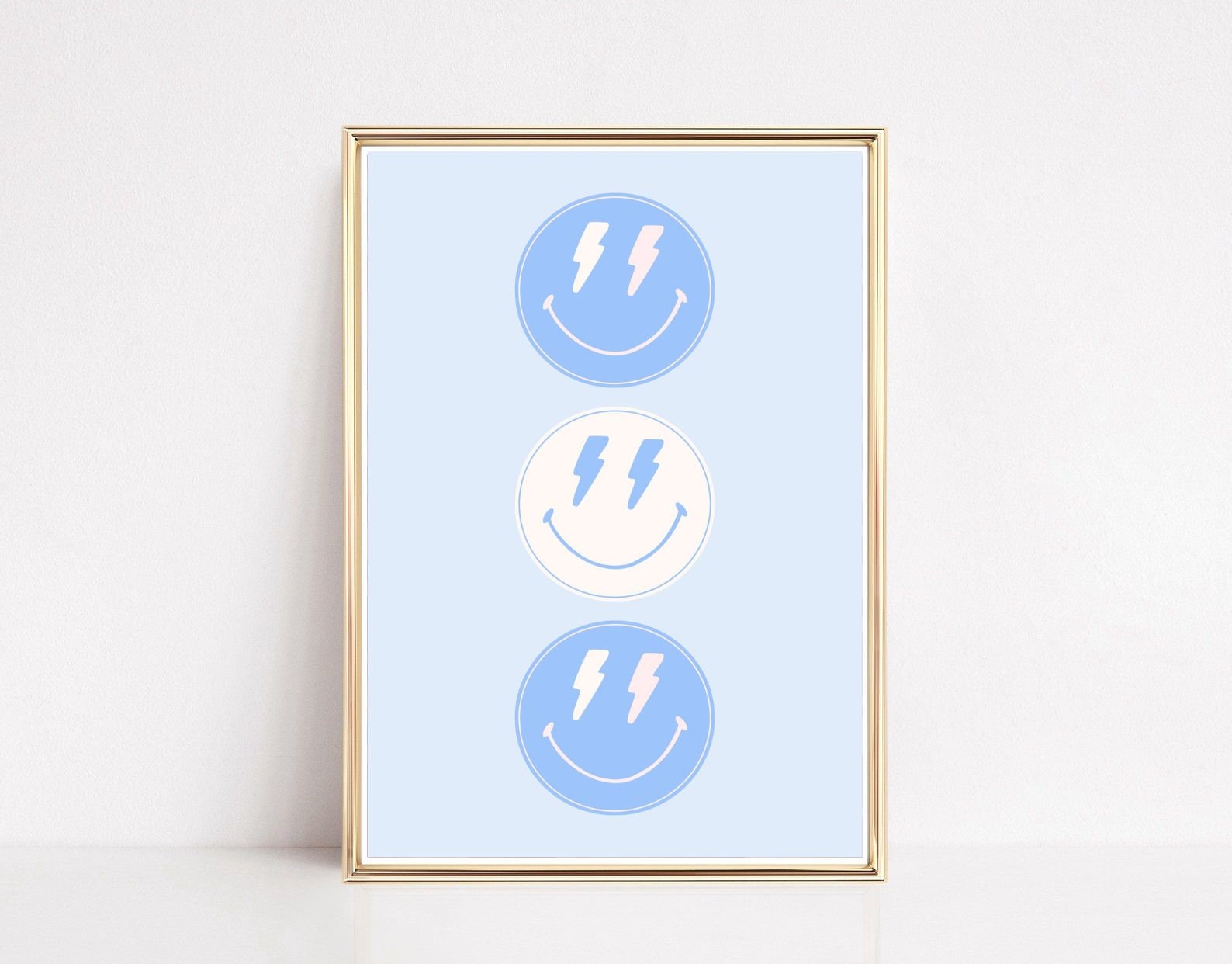 Blue Smiley Smiley Face Art, Smiley Print, Trendy Wall Art, Digital ...