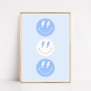 Blue Smiley | Smiley Face Art, Smiley Print, Trendy Wall Art, Digital ...