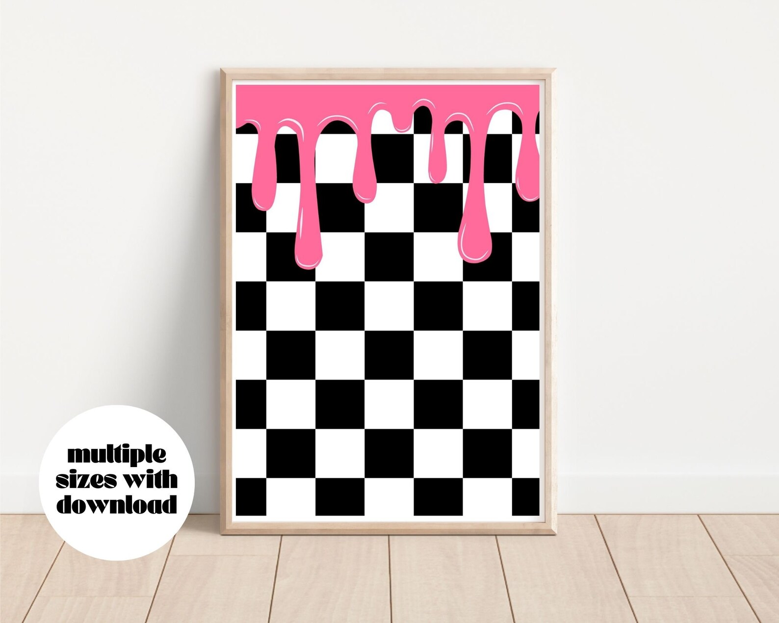 Checkerboard Hot Pink Digital Download Melting Checker Art - Etsy