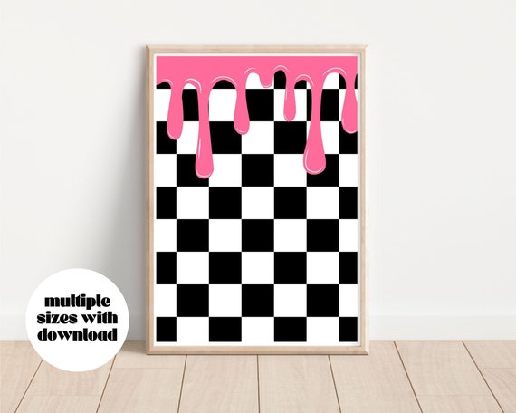 Checkerboard Hot Pink Digital Download Melting Checker Art - Etsy