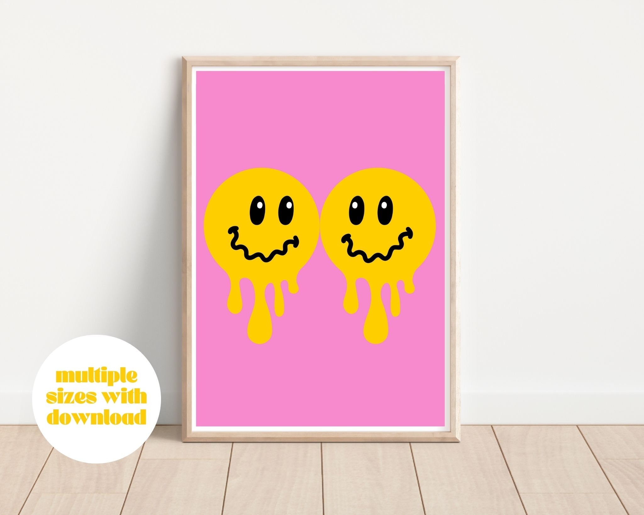 Melty Smiley Face | Smiley Face Print, Digital Download, Retro Smiley ...