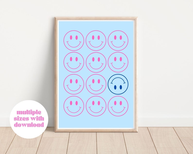 Smiley Faces | Smiley Face Print, Digital Download, Trendy Wall Art ...