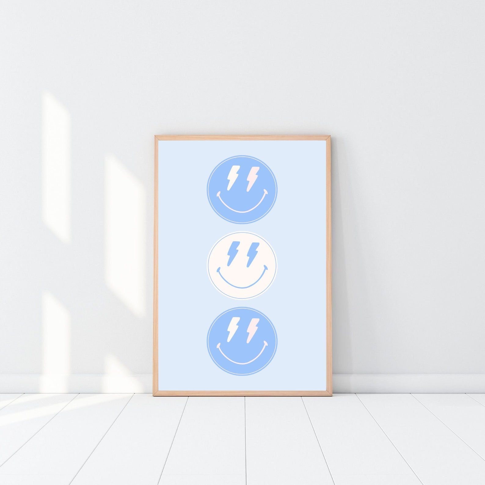 Blue Smiley | Smiley Face Art, Smiley Print, Trendy Wall Art, Digital ...