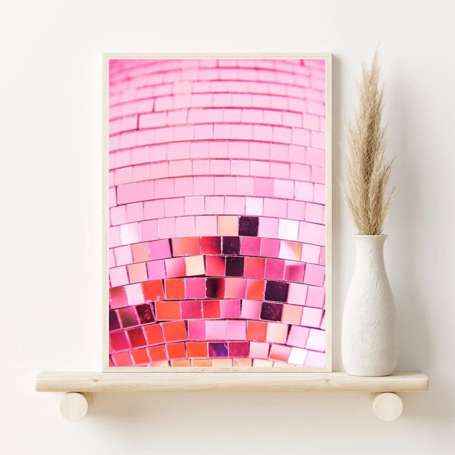 Pink Disco Ball Disco Poster Shiny Print Digital Print - Etsy