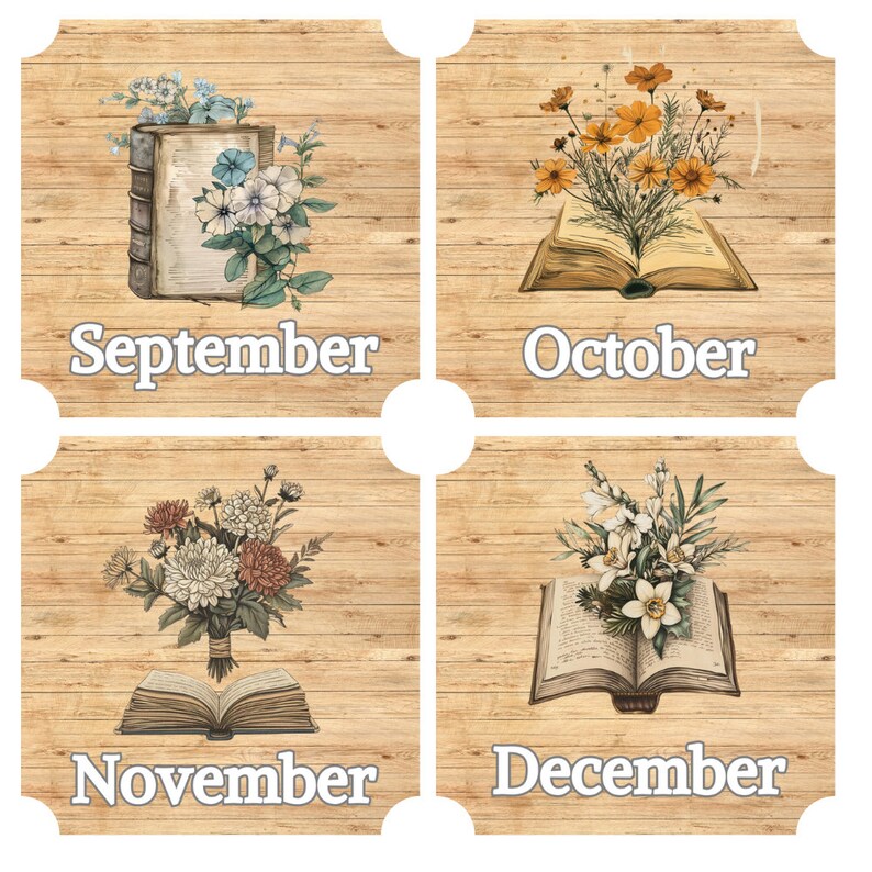 Custom Birth Flower Tote Bag, Bookish Gift for Her, Light Academia ...