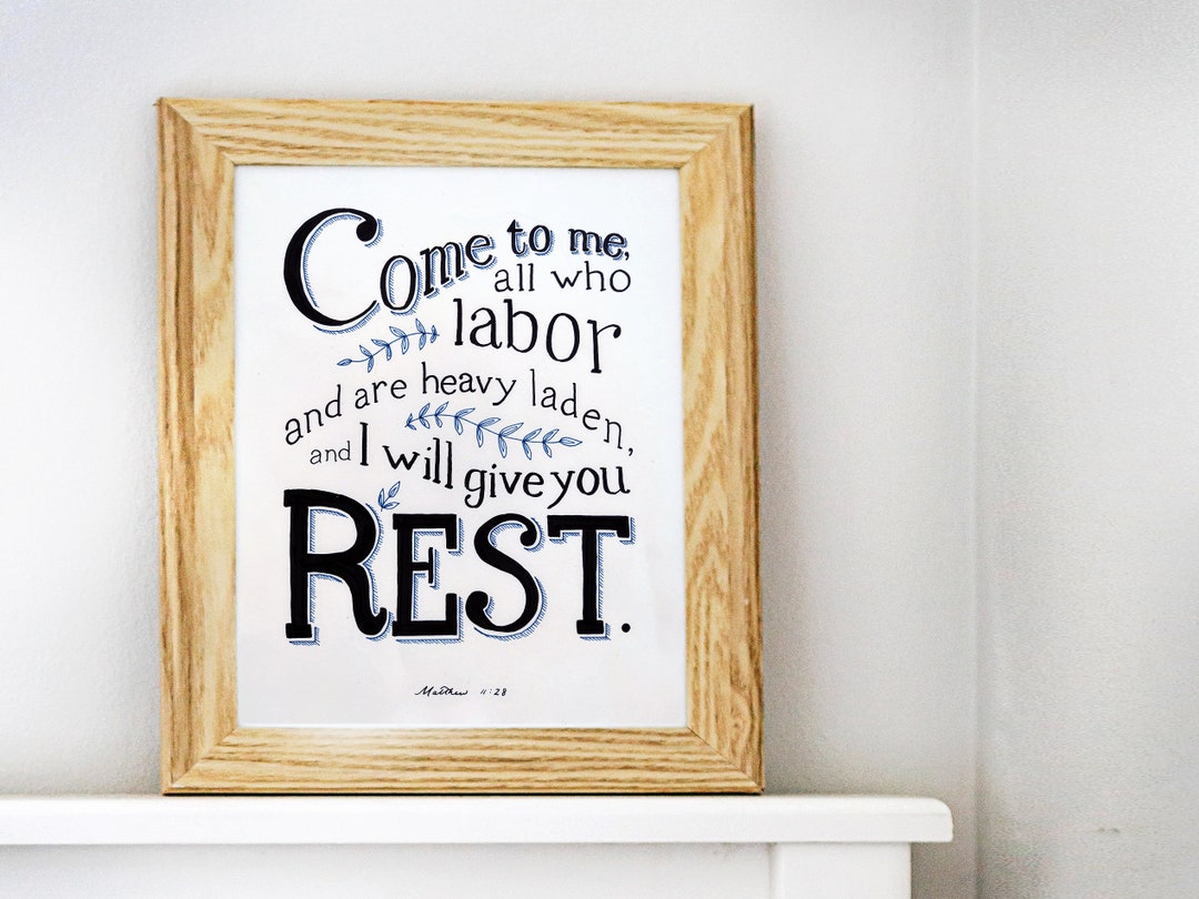 Hand-drawn Scripture Art come to Me, All Who Labor and Are Heavy Laden ...