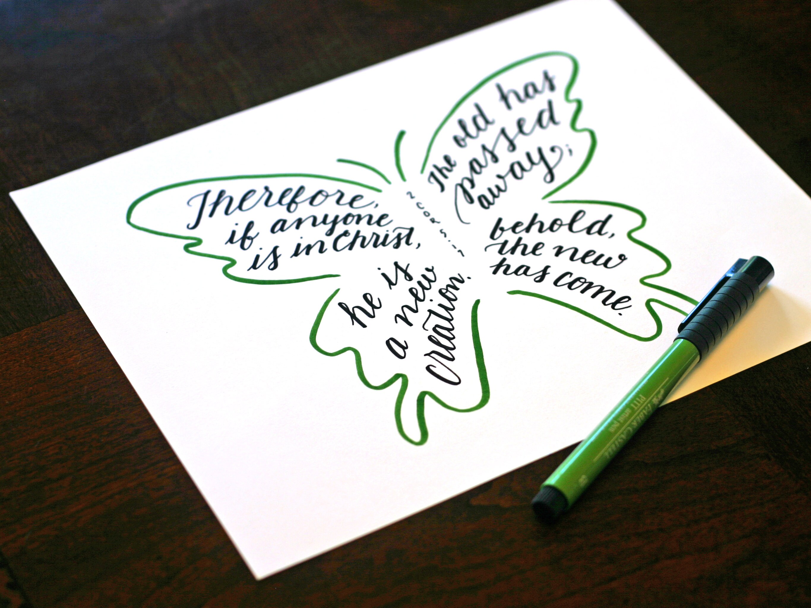 Hand-drawn Scripture Art therefore, If Anyone is in Christ, He is a New ...