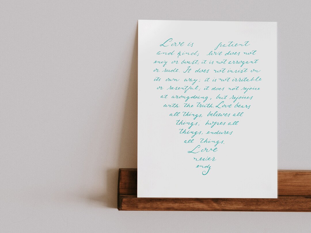Hand-drawn Scripture Art love is Patient and Kind... 1 Corinthians 13 ...