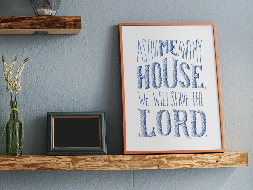 Hand-drawn Scripture Art as for Me and My House, We Will Serve the Lord ...