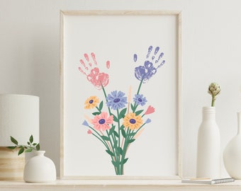 Mother's Day Handprint Art Craft Grandma's Day Birthday Card Thank You ...