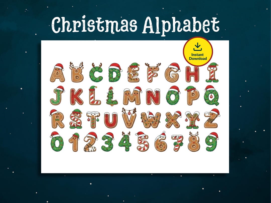 Christmas Alphabet and Christmas Numbers Clipart | Festive Letters ...