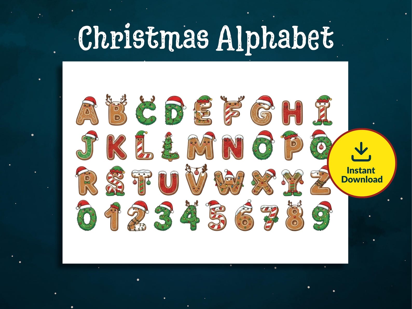 Christmas Alphabet and Christmas Numbers Clipart | Festive Letters ...