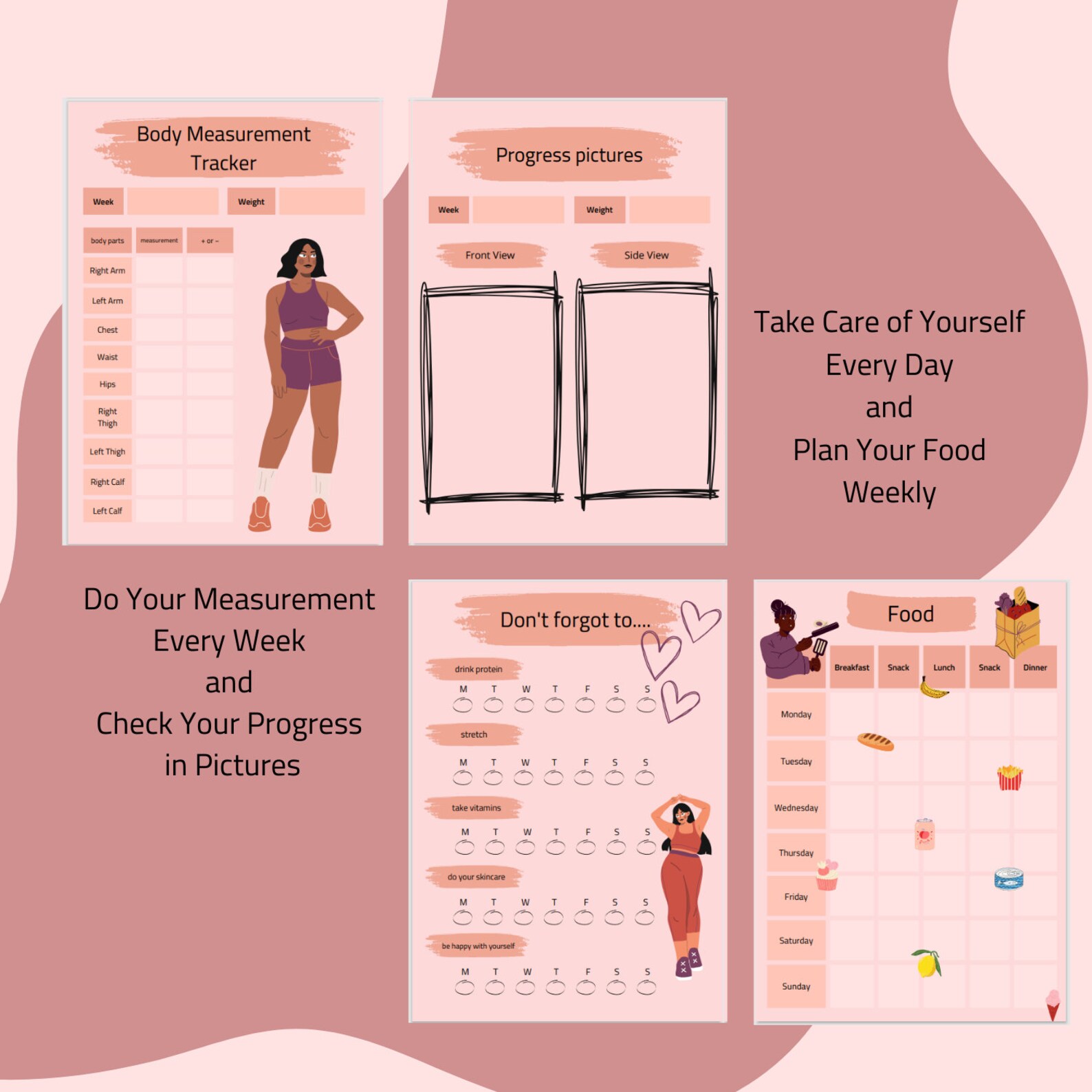 Digital Fitness Planner, Journal, Tracker, Workout, Health, Weight Loss ...