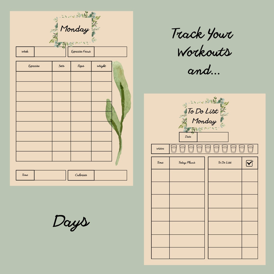 Digital Fitness Planner, Journal, Tracker, Workout, Health, Weight Loss ...