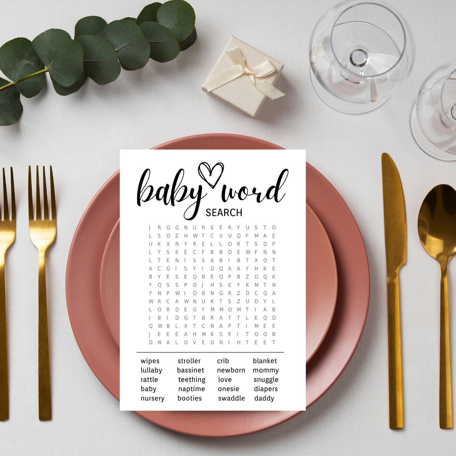 Baby Shower Word Search-printable Baby Shower Game-party Games-black ...