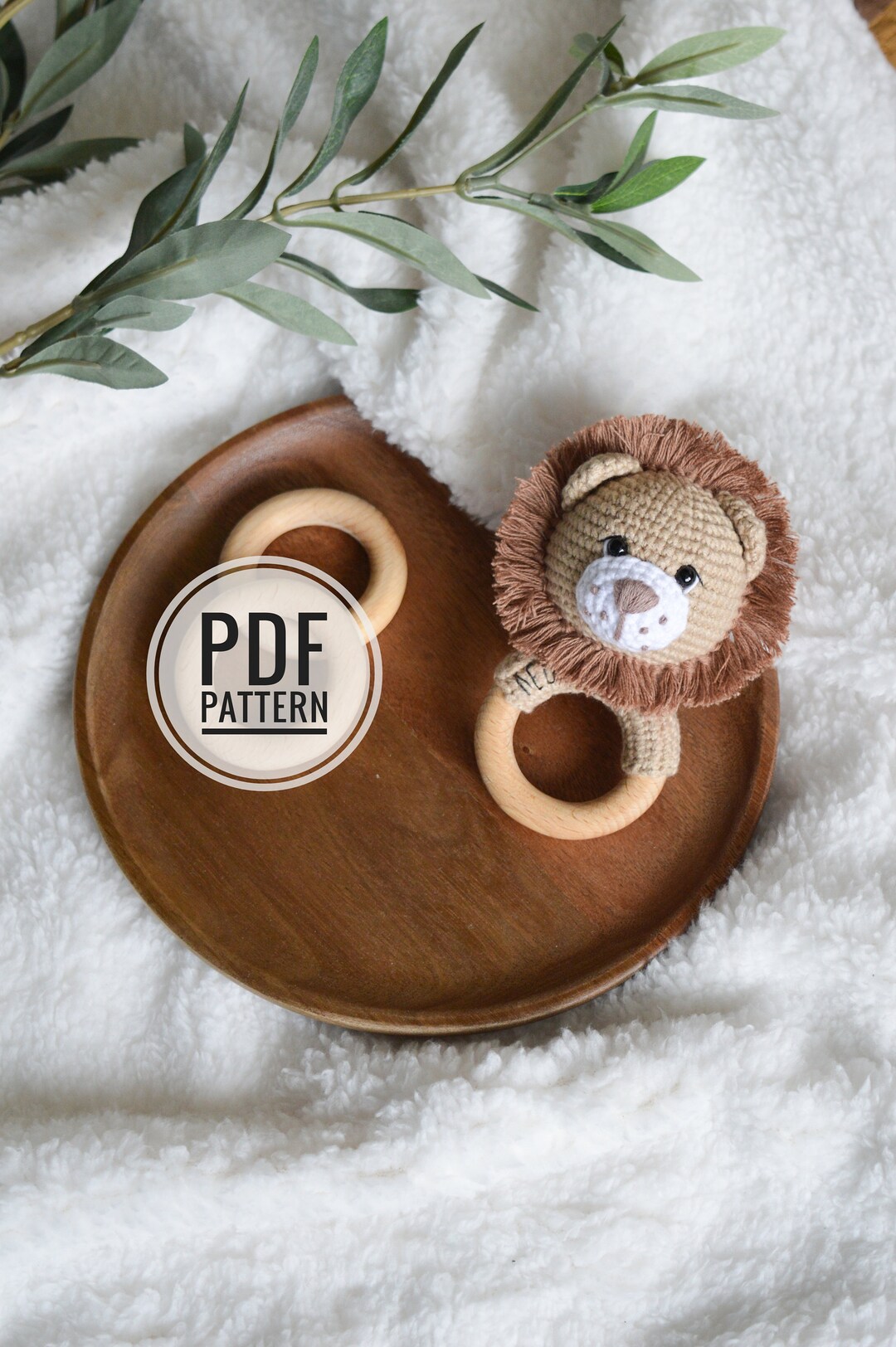 Amigurumi Crochet Pattern, Lion Baby Rattle, Safari Lion Rattle, Lion ...