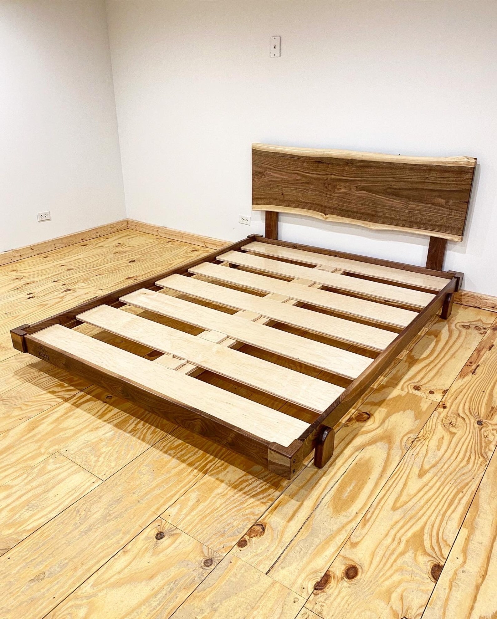 Wooden Bed Frame, Walnut Bed Frame, Minimalist Bed Frame, Modern Bed ...