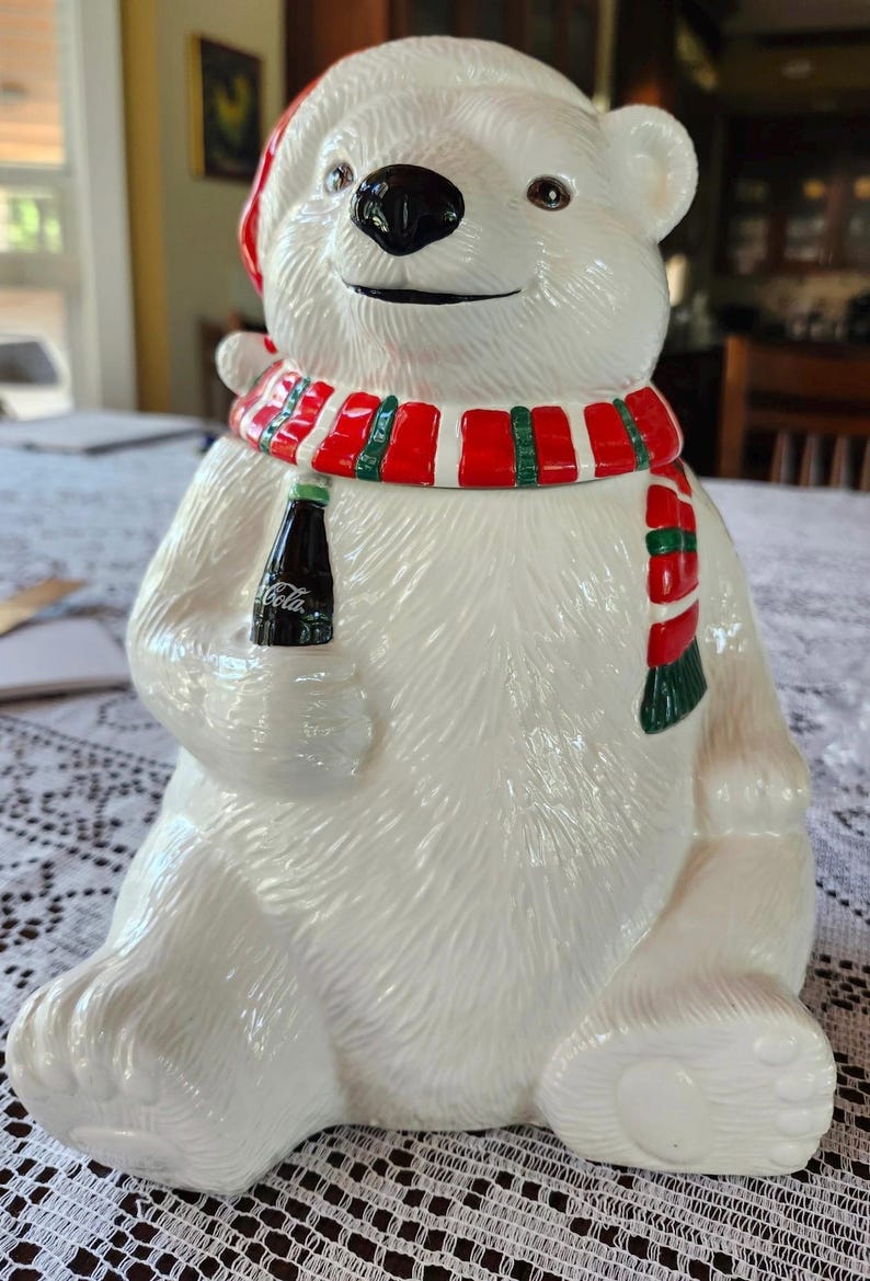 Coca-cola Polar Bear Cookie Jar - Etsy