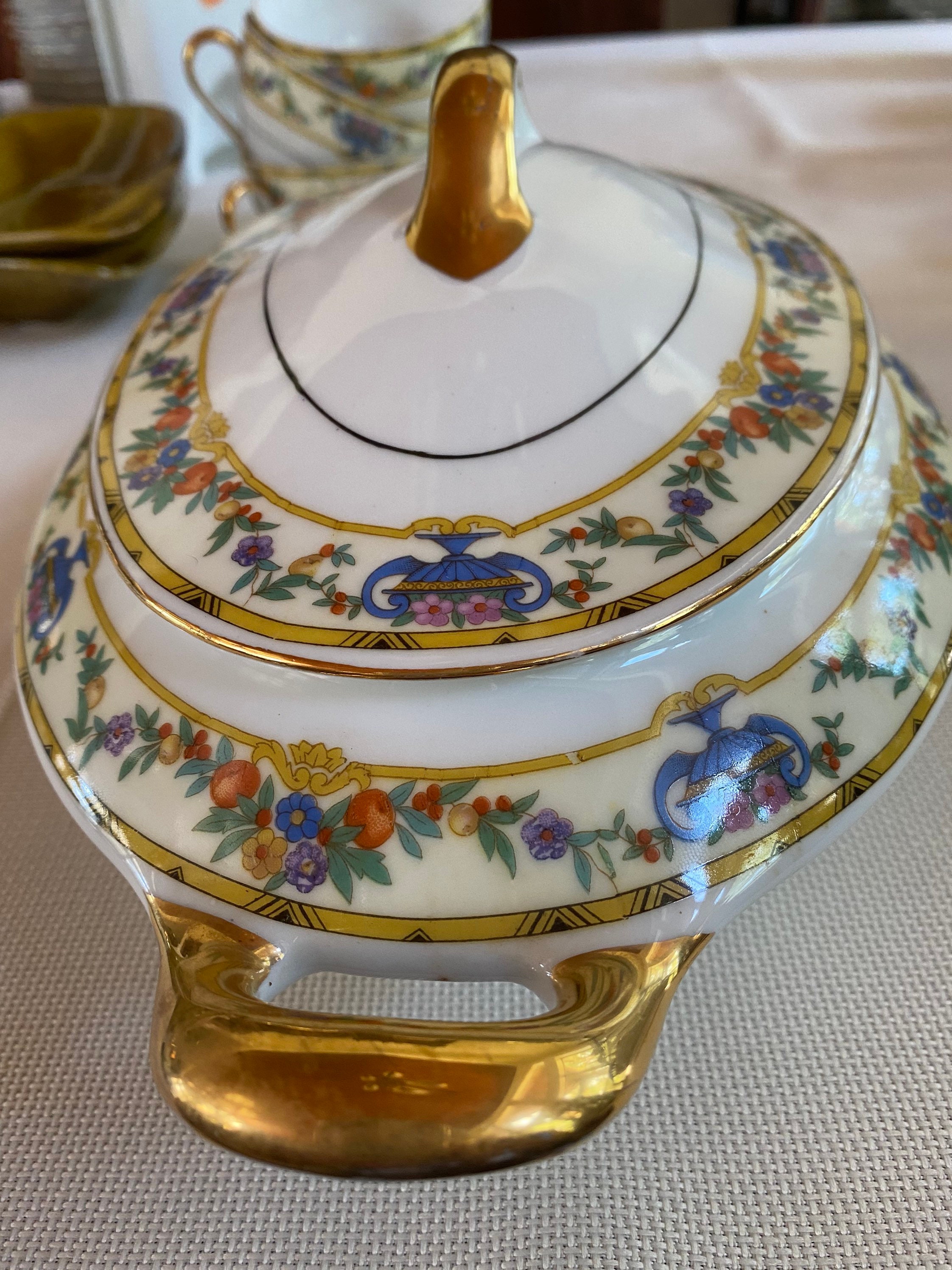 Antique Victoria China Czechoslovakia Serving Dish With Floral Fruit ...