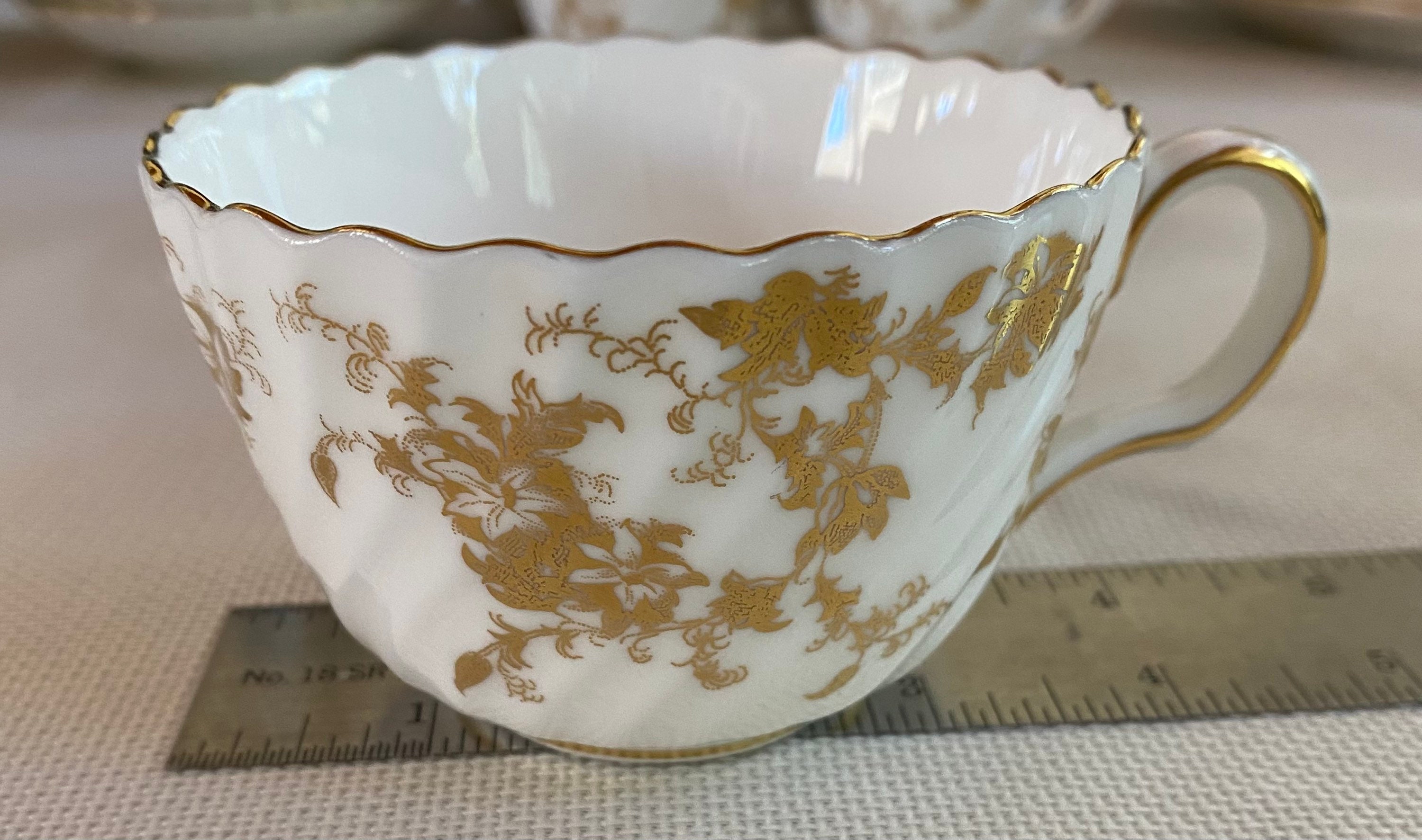 Vintage Minton gold Ancestral Bone China Cup and Saucers - Etsy