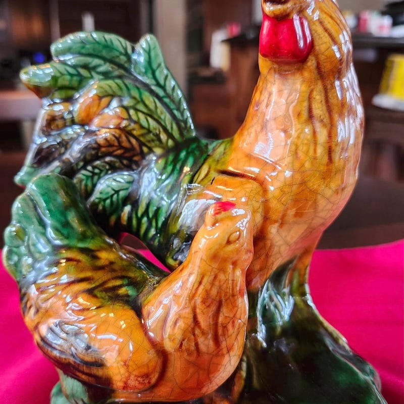 Vintage Majolica Rooster - Etsy