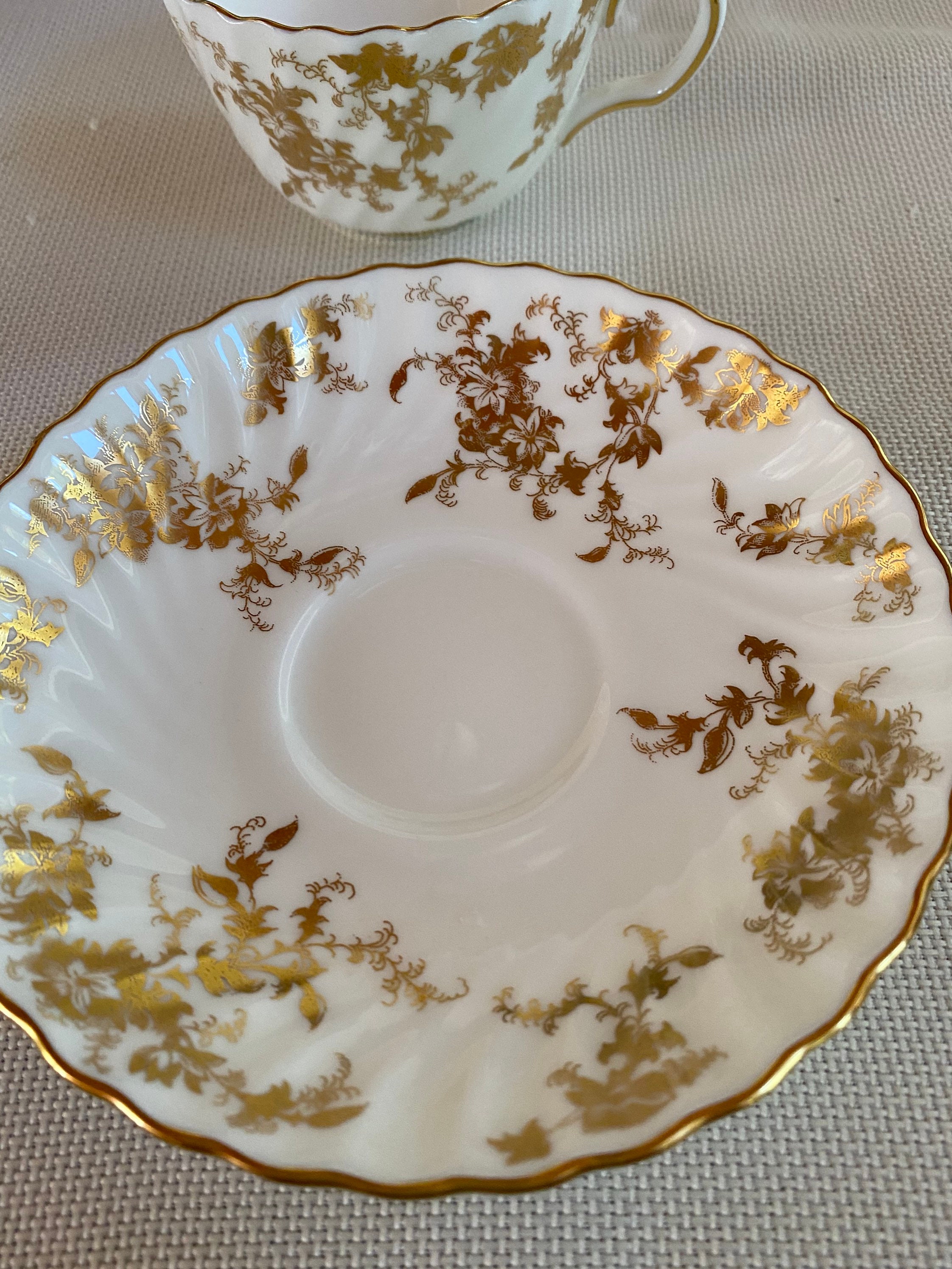 Vintage Minton gold Ancestral Bone China Cup and Saucers - Etsy