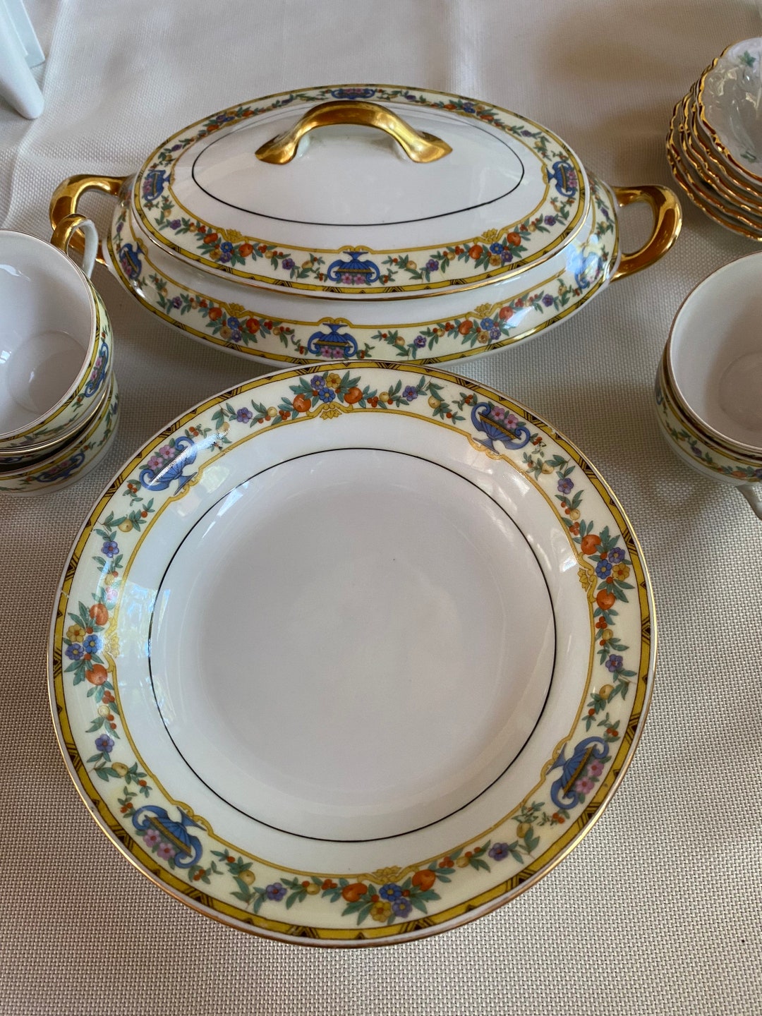 Antique Victoria China Czechoslovakia Serving Dish With Floral Fruit ...