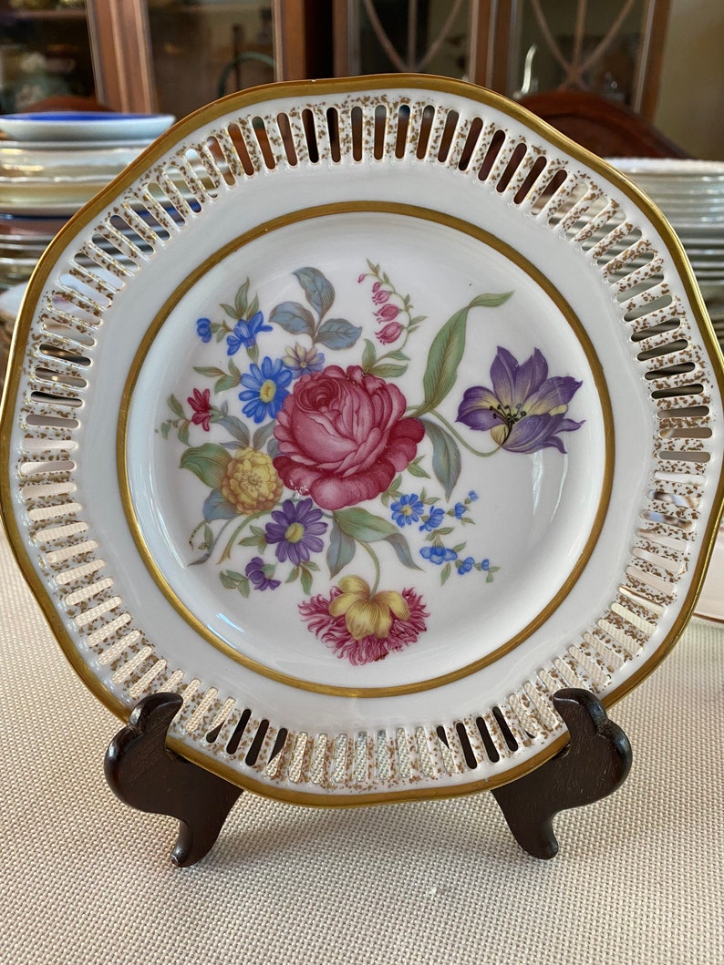 Royal Hanover Reticulated Floral Plate - Etsy