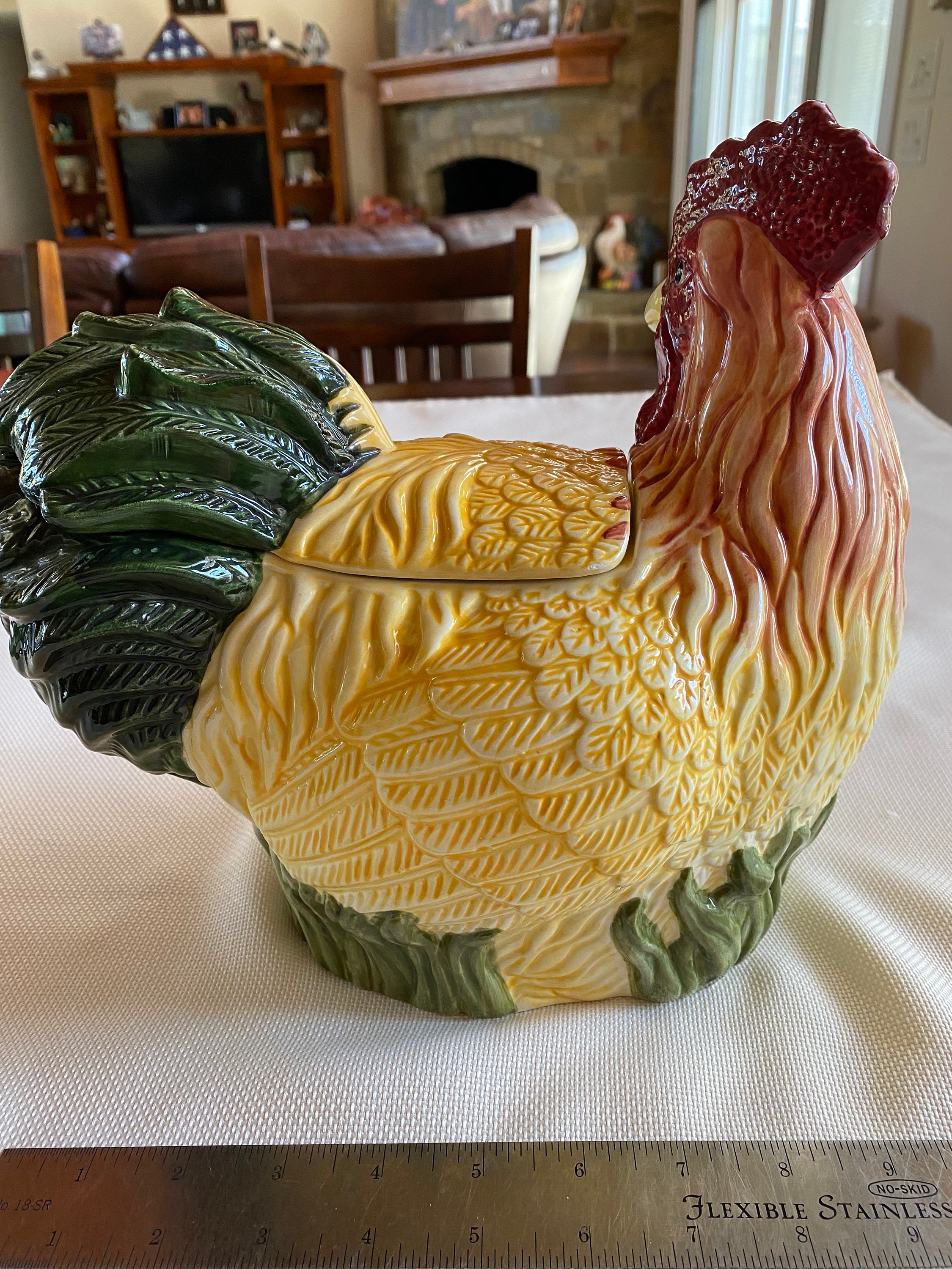 Vintage Red, Yellow and Green Hen Cookie Jar - Etsy